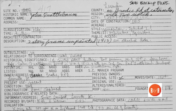 John Quattlebaum Home - Lexington County, S.C. - Lexington County